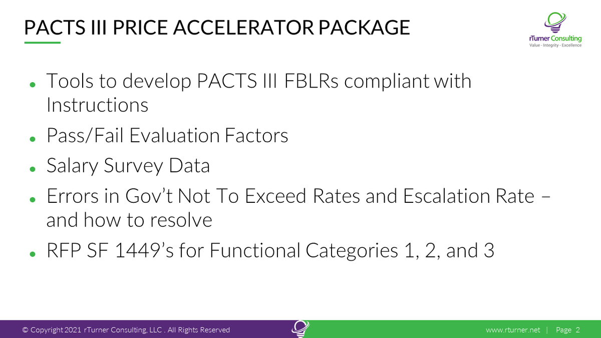 DHS PACTS III Pricing Accelerator – rTurner Consulting, LLC